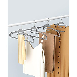 SONGMICS 30-Pack Coat Hangers, Premium Quality Plastic Suit Hangers, Heavy-Duty, S-Shaped Opening, Non-Slip, Space-Saving, 360º Swivel Hook, 16.3 Inches Long, Light Gray and Dark Gray UCRP041G05