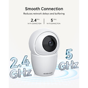 CZEview 3K 5MP Security Camera Indoor, 2.4/5Ghz WiFi Pet Camera Baby Monitor with Phone App, Remote Pan Tilt Zoom, Night Vision, Motion Detection, Auto Tracking, Two Way Talk, Works with Alexa