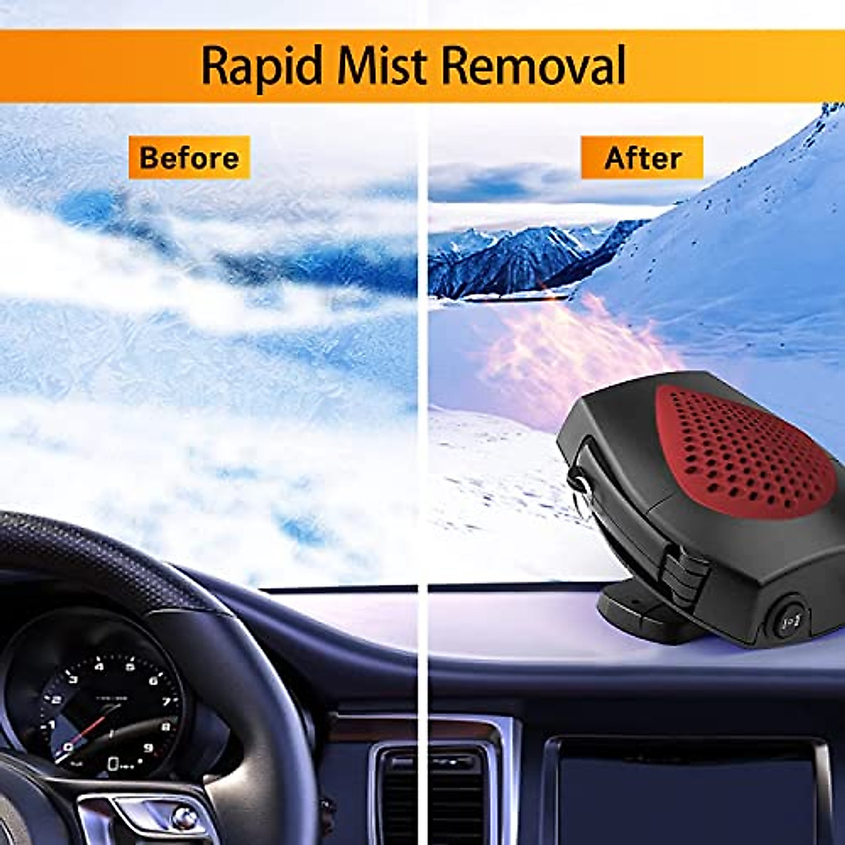 Portable Car Heater Fan,12V 150W Car Fast Heating Defrost Defogger Space Automobile Windscreen Fan Heater Cooling Fan Plug in Cigarette Lighter