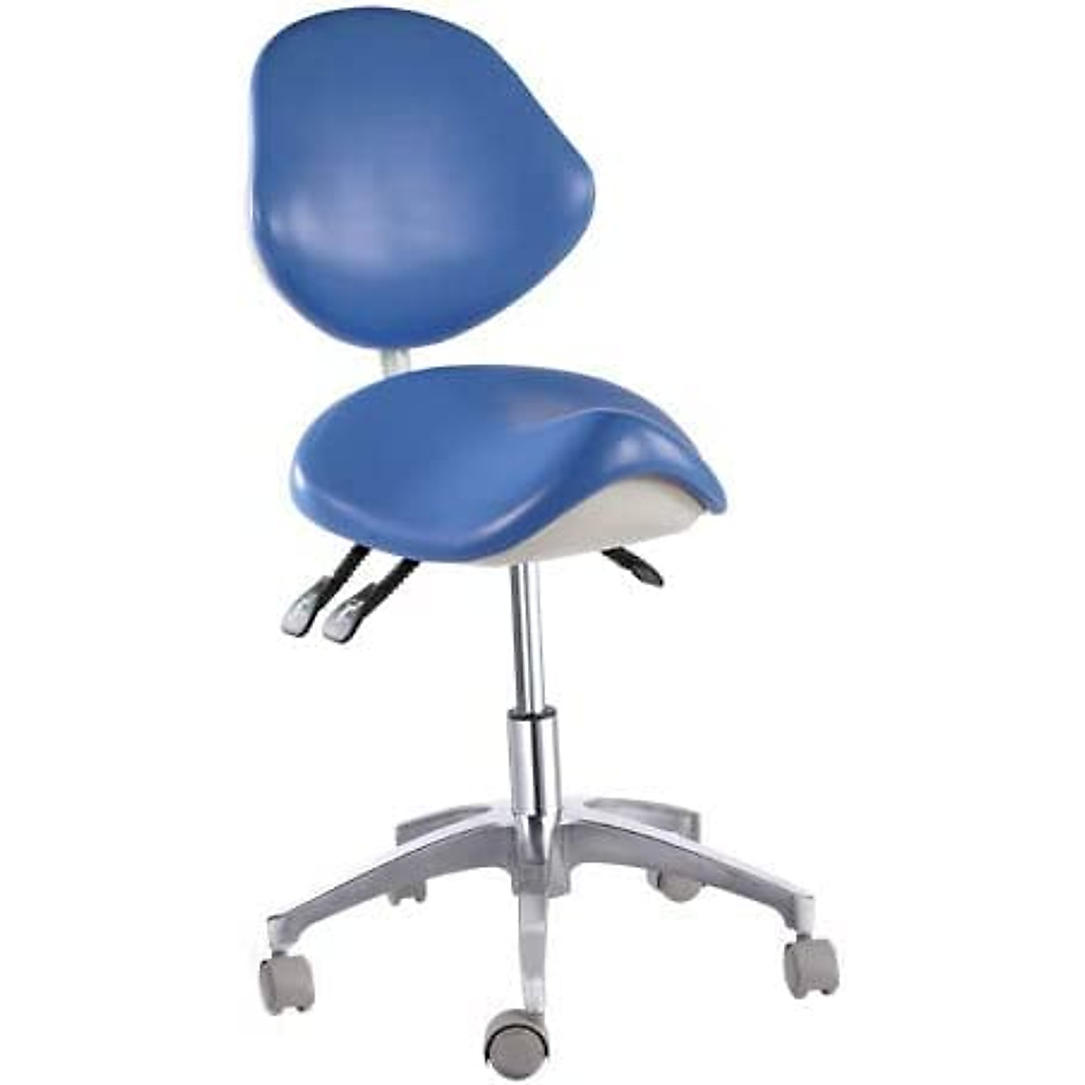 DOC.ROYAL Dental Saddle Chair Doctor's Stool PU Leather Medical Mobile Chair Two-Way Adjustment (Blue)