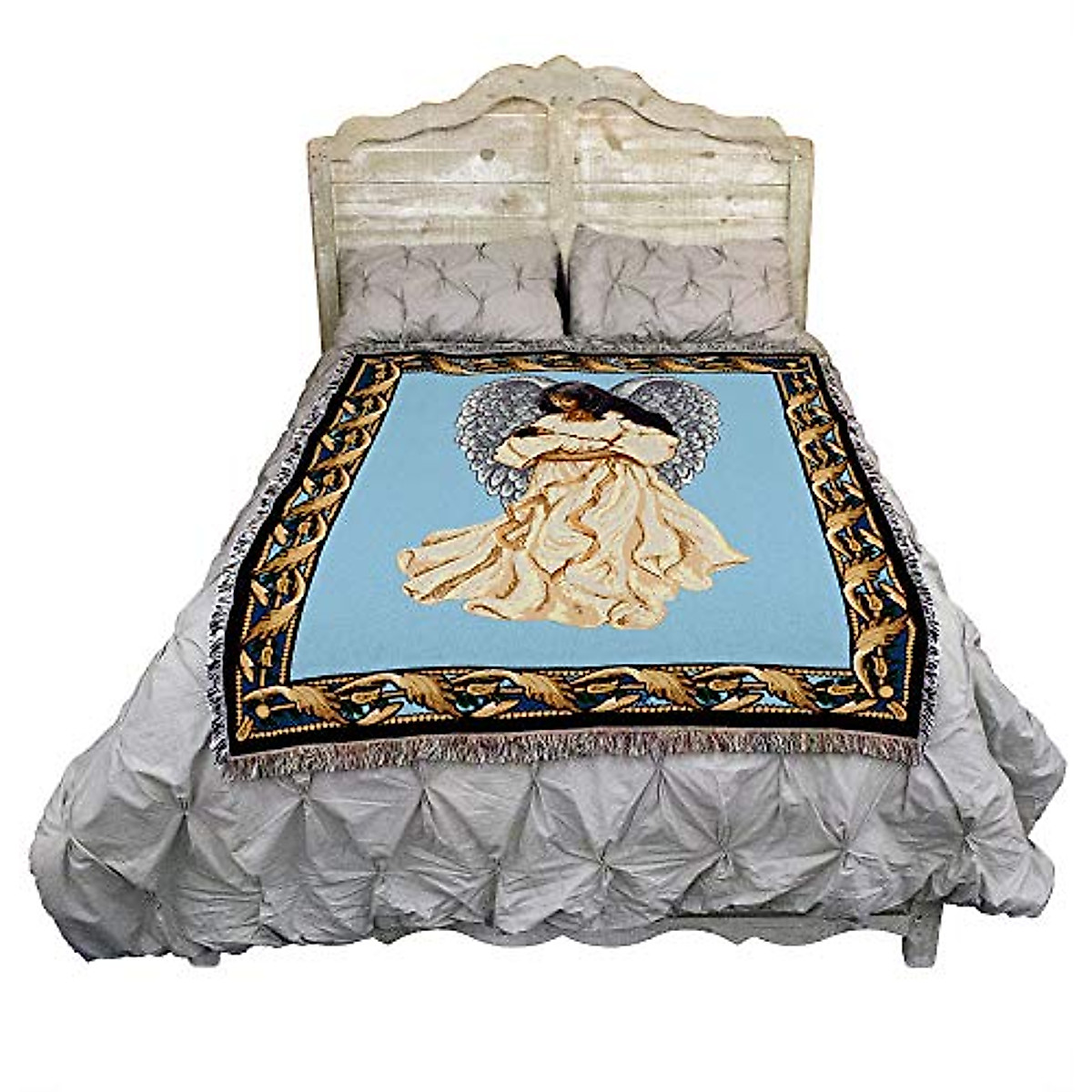 Pure Country Weavers Guardian Angel and Baby 3 Blanket - Religious Gift Tapestry Throw Woven from Cotton - Made in The USA (72x54)
