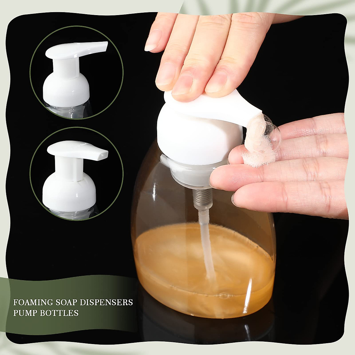 Nuenen 48 Pieces Foaming Soap Dispensers 8 oz Foaming Pump Bottle Plastic Hand Soap Dispenser with Pumps Empty Refillable Press Containers for Liquid Shampoo Bathroom Kitchen(White, Black)