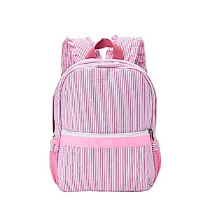 ONGLYP Lightweight Toddler Backpack for Girls,Seersucker Preschool Bookbag for Kids,Cute Pleated Children Kindergarten Backpack,SMALL (Pink, Small)