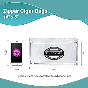 APQ Polyethylene Slide Seal Lock Cigar Bags 10 x 5, Clear Small Plastic Bags Zip Pack of 100, Slide Top Closure Zipper Bags 10x5, Plastic Zip Bags Small, 3 Mil Plastic Bags, Resealable Plastic Bags