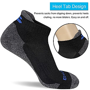 APTYID Men's Performance Cushion Ankle Athletic Running Socks, Black, Size 9-12, 6 Pairs