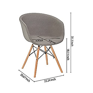 CangLong Upholstered Mid Century PP Modern Dining Armrest Living Room Makeup Side Chairs with Wooden Legs, set of 2, Grey 3