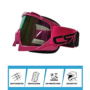 CRG Sports Motorcycle Goggle ATV Dirt Bike Off Road Racing Motocross Goggles for Men, Women, Adults
