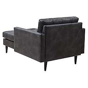 Safavieh Couture Home Collection Curtis Grey Velvet Upholstered Tufted Living Room Bedroom Foyer Chaise Lounge Chair SFV4760C