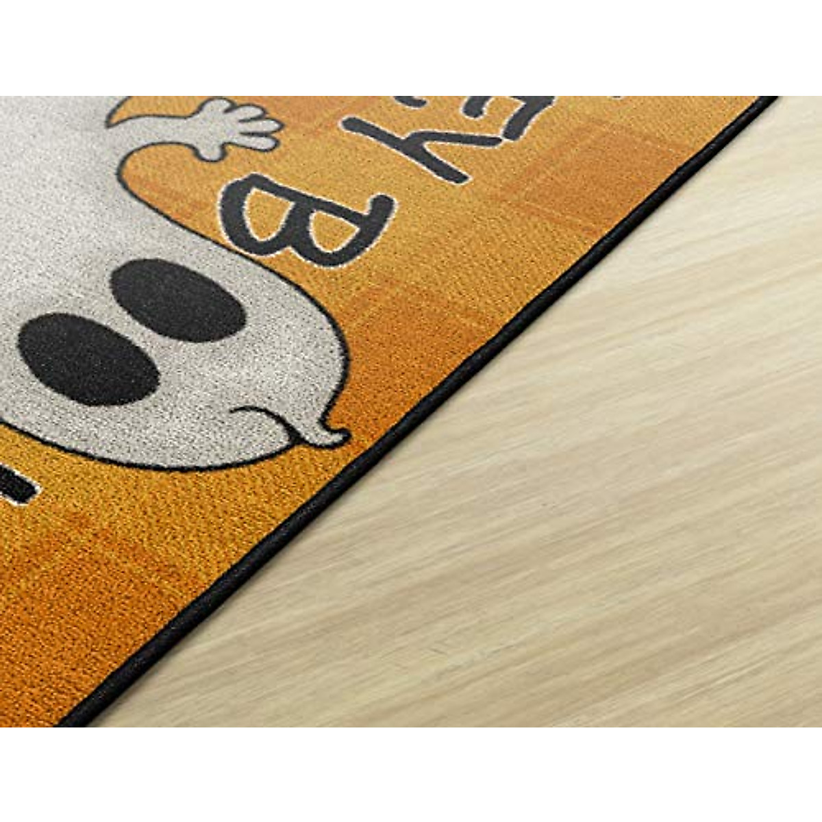 Brumlow MILLS Hey Boo Halloween Ghost Washable Festive Print Indoor or Outdoor Rug for Living or Bedroom Carpet, Dining Room, Kitchen Area or Entryway Rug, 20" x 34",Orange