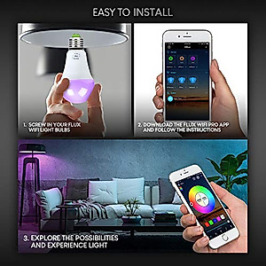 Flux WiFi Smart LED Light Bulb - Compatible with Alexa, Google Home Assistant & IFTTT - Smartphone Controlled Multicolored Color Changing Lights - Sunrise Wake Up Light & Dimmable Night Light