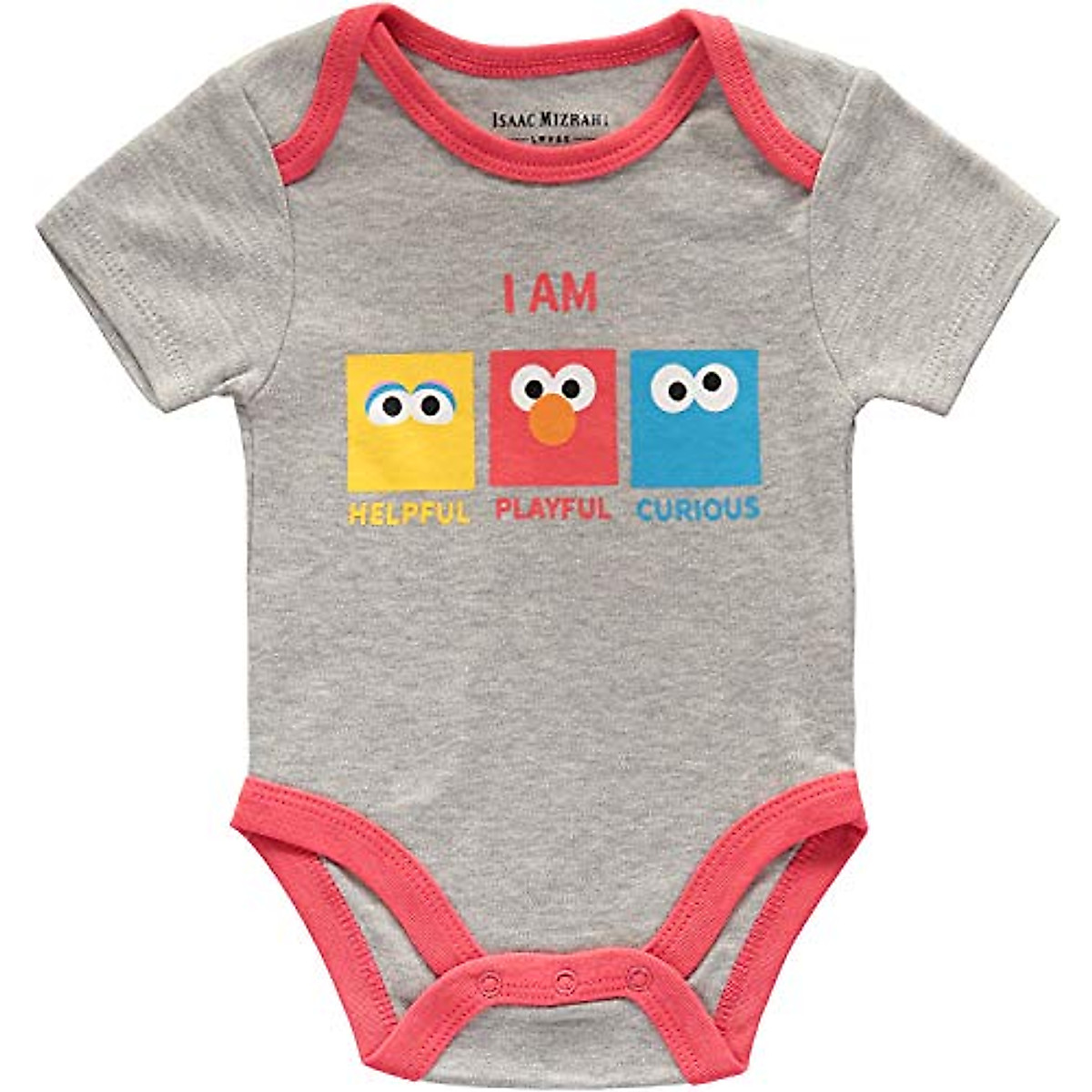 Happy Threads Sesame Street Baby Boys Short Sleeve Onesie Bodysuits 5 Pack Gift Set (Multicolored, 6-9 Months) (ASEB047PK)