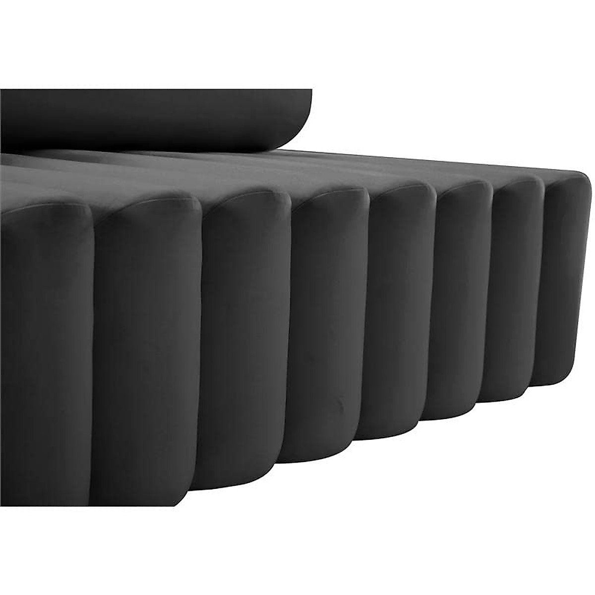 Meridian Furniture Melody Collection Velvet Upholstered Sofa with Deep Channel Tufting, Grey