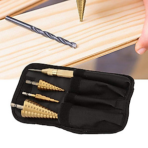 Drill Bits with Automatic Punch, 3pcs Step Drill Bits 4-12/4-20/4-32 with Hexagonal Handle, High Speed Steel and, Good Wear Resistance