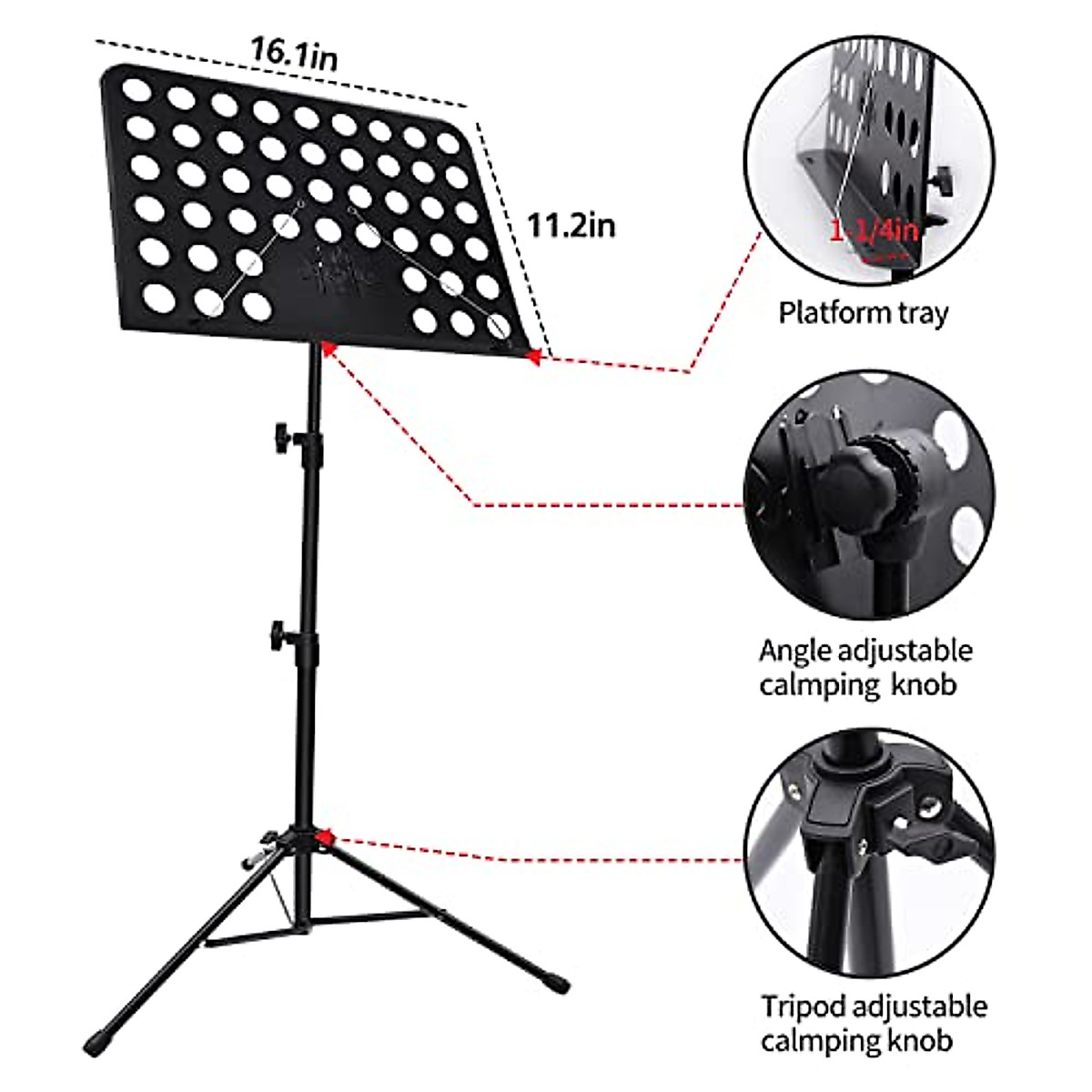 1/2/3 Pack Sheet Music Stand, Adjustable Music Stand with Carrying Bag, Professional Music Book Holder Music Sheet Clip Holder for Guitar, Ukulele, Violin Players(1 Pack)