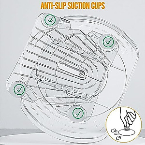 Colel Lazy Susan Turntable Organizer for Refrigerator, 16.53" x 11.02" Rectangular Fridge Lazy Susan Turntable Organizer for Kitchen (Double Layer)