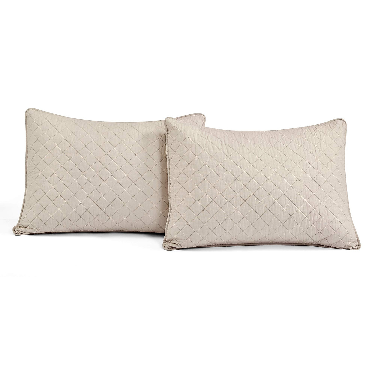 Lush Decor Ava Quilt Diamond Pattern Solid 3 Piece Oversized Bedding Blanket Bedspread Set - Full/Queen - Neutral