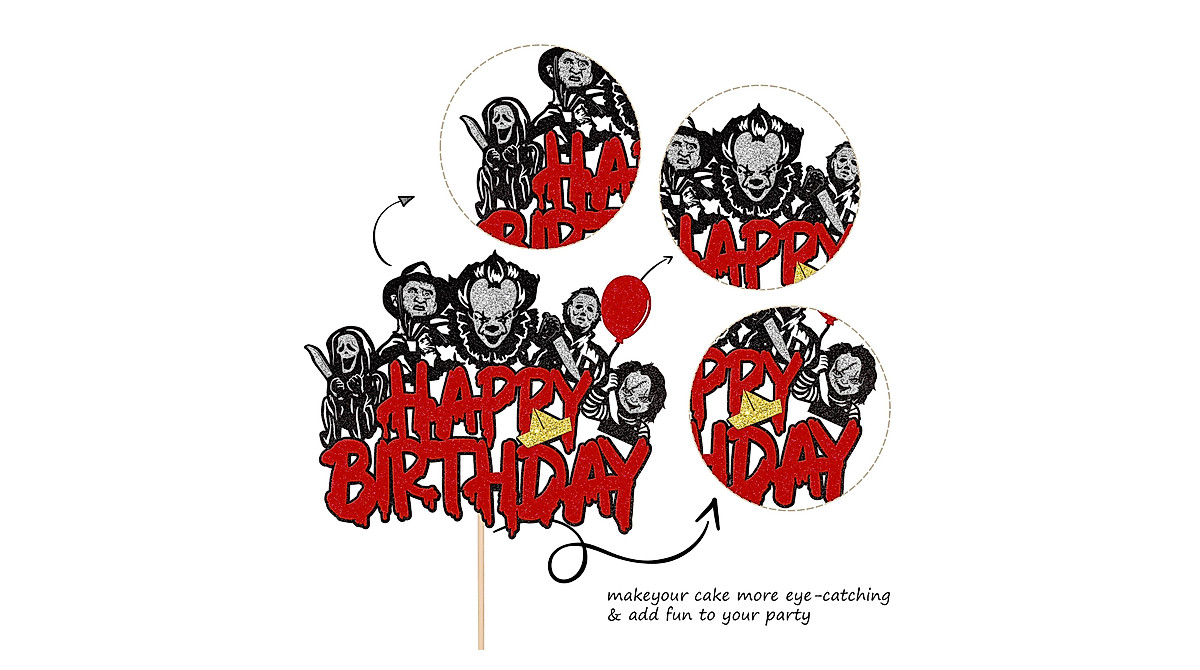 Halloween Horror Cake Topper - Killer Themed Birthday & Halloween Decor