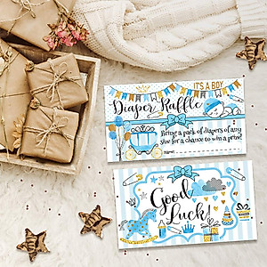 Diaper Raffle Tickets - It's A Boy - Set of 50 Double-Sided Raffle Cards - Blank Baby Shower Stationery - Fun and Colorful Baby Shower Supplies for Under $15!