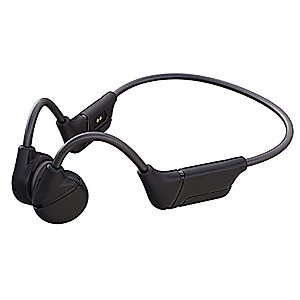 Loluka Wireless Open Ear Bone Conduction Headphones with Microphone Podcast Induction Bluetooth Earphones Sweatproof Sports Headset Lightweight Waterproof for Running Driving Hiking Bicycling Black