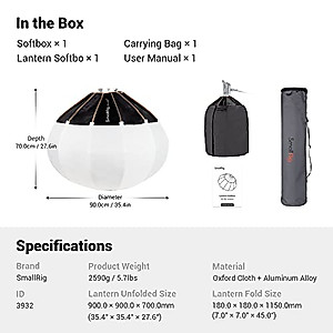SmallRig Lantern Softbox Quick Release-One Step, Light Modifier with Fabric Barn Doors, Softbox Diffuser for SmallRig Video Light 120B, 120D, 220B, 220D and Other Bowens Mount Light