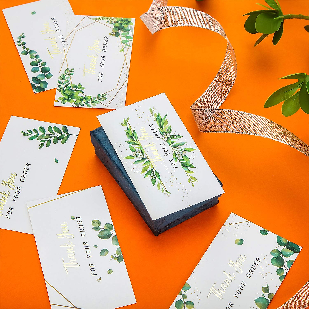 180 Pieces Thank You for Your Order Card Support Small Business Customer Thank You Cards Gold Foil and Green Appreciation Note Cards for Online or Stores, Handmade Goods and More