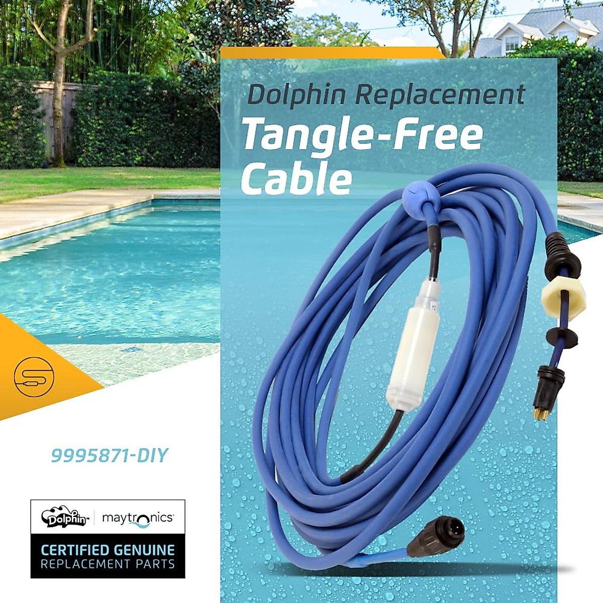 Dolphin Genuine Replacement Part — Durable 78 FT Blue Cable with Swivel for Tangle-Free Operation — 9995871-DIY