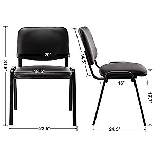 Wahson Set of 5 Stackable Chairs, Vinyl Leather Stackable Guest Chairs with Metal Frames, for Office Reception Area/Conference Room, Black