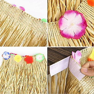 Fovths Luau Grass Table Skirt Natural 9 Feet x 29.5 Inch Hawaiian Table Skirt for Tropical Hawaiian Party Decorations Luau Party Costume Party, Straw Yellow