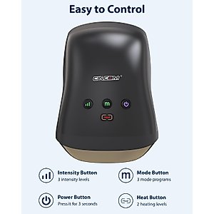 CINCOM Hand Massager - Cordless Hand Massager with Heat and Compression for Arthritis and Carpal Tunnel(FSA or HSA Eligible)(Black)