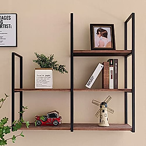 zhoyuexin Industrial Shelves Wall Mounted Shelf, 3 Tier Solid Wood Floating Industrial Bookshelf Rustic Wood Shelf for Bathroom Wall Decor