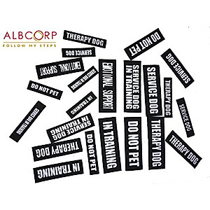 Albcorp Reflective Service Dog Patches with Hook Backing for Service Animal Vests /Harnesses Large (6 X 2) Inch