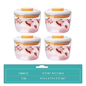 Glass Meal Prep Containers Overnight Oats Containers with Pop Lids,Airtight Food Storage Containers Reusable, Glass Bowl Wide Mouth Jars for Cereal Fruit Milk Salad Yogurt 4-Piece set 14oz 400ml