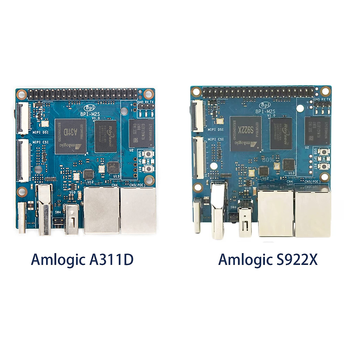 Banana Pi BPI-M2S SoC Amlogic A311D and S922X Hexa-core 4GB LPDDR4 RAM 16GB eMMC Video HDMI 2.1 4Kp60 OS Ubuntu Debian Android (Amlogic A311D, No Mental Case)