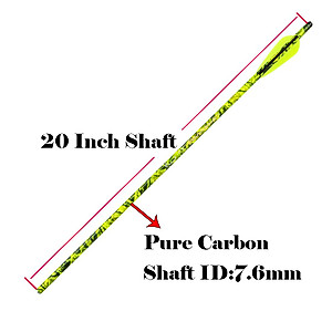 Pinals Archery Camo Crossbow Bolts 22 20 inch Carbon Hunting Arrows Crossbolt 12PCS Yellow 20"
