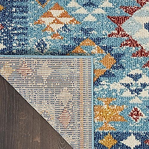Nourison Passion Bohemian Blue/Multicolor 5'3" x 7'3" Area -Rug, Easy -Cleaning, Non Shedding, Bed Room, Living Room, Dining Room, Kitchen (5x7)
