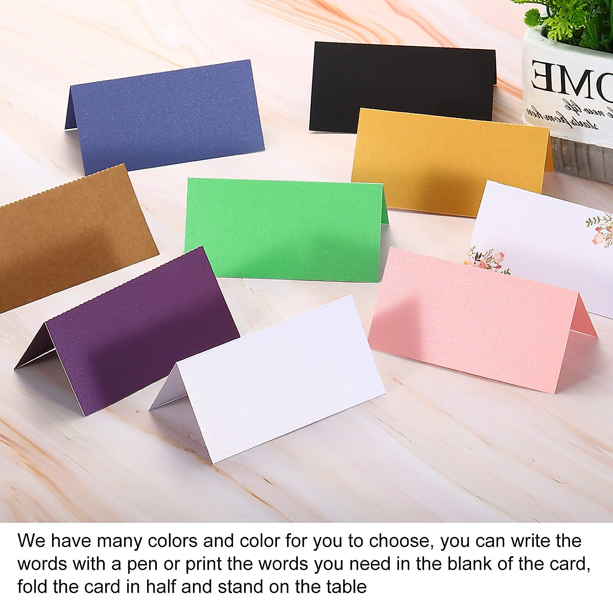 PATIKIL Table Name Place Cards,25Pcs 3.9 x 3.9inch Favor Decor Foldable Blank Card for Wedding Party Seating Place Cards Black