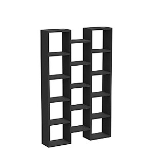 Tribesigns Modern Bookcase, 5-Shelf Storage Organizer Bookshelf with 14-Cube Display Book Shelf for Home Office, Living Room and Bedroom (Black)