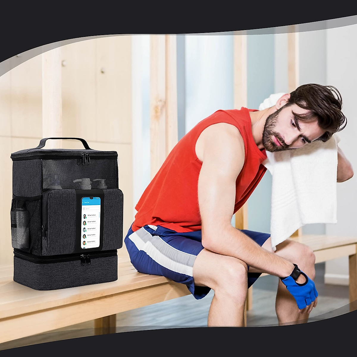 Funambulist Portable Shower Caddy College Dorm Room Essential for Girls and Guys Large-Capacity Hanging Toiletry Bag for Bathroom, Travel, and Gym (Black)