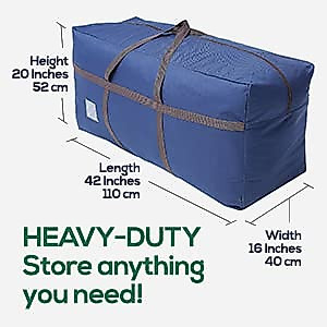 Large Blue Duffel Storage Bag - Premium-Quality Heavy Duty 600D Polyester Oxford Cloth with Handles and Reinforced Seams - 42" x 16" x 20" Inches (110 x 40 x 52 Centimeters)