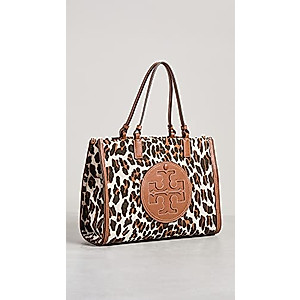 Tory Burch Women's Ella Leopard Canvas Small Tote, Reva Leopard, Print, One Size