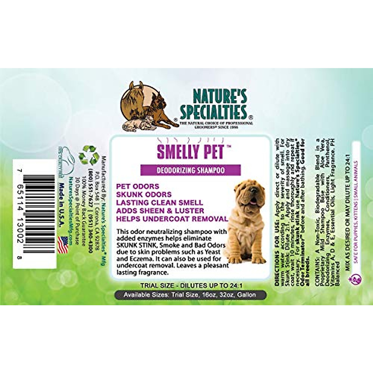 Nature's Specialties Smelly Pet Dog Shampoo for Pets, Natural Choice for Professional Groomers, Lasting Clean Smell, Made in USA, 16 oz