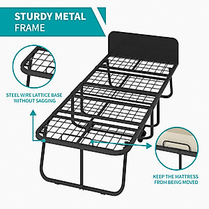 BALUS Folding Bed with Mattress for Adults, Roll Away Bed with 5" Memory Foam Mattress, 75" L x 31" W Portable Fold Up Guest Bed, Sturdy Bed Frame with Dustproof Bag & Baffle (Upgrade with Cover)