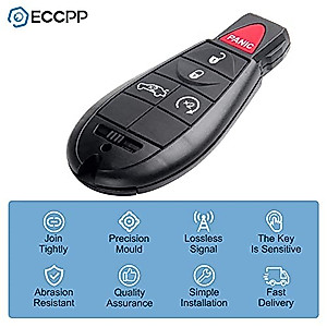 ECCPP 2X Key Fob 08-15 for Chrysler 300 for Dodge Challenger Durango Magnum for Jeep Grand Cherokee Keyless Entry Remote 56046639AC 56046639AD 56046639AE-433Mhz
