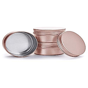 2 Ounce Aluminum Tin Jar Refillable Containers 60 ml Aluminum Screw Lid Round Tin Container Bottle for Cosmetic, Lip Balm, Cream, 20 Pcs Rose Gold