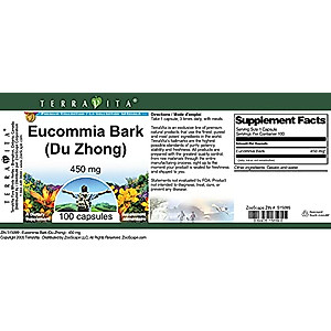 Eucommia Bark (Du Zhong) - 450 mg (100 Capsules, ZIN: 515099)