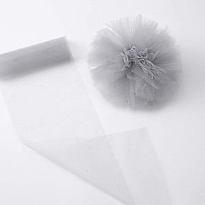 Tulle Roll Spool Fabric for Sewing, Table Skirt and Wedding Decoration, 6 Inches by 100 Yards! (Grey)