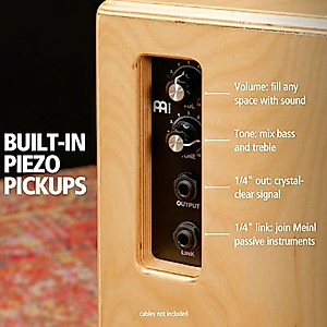 Meinl Percussion Woodcraft Pickup String Cajon Box Drum with Electronics for Amp or PA System and Snare Effect — NOT Made in China — Play with Your Hands, Baltic Birch, 2-Year Warranty (PWC100B)