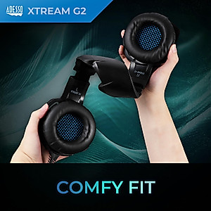 Adesso Xtream G2 - Gaming Headphones with Noise Cancelling Microphone and LED Lighting for PC, PS4, Xbox, Nintendo Switch, and Laptops, Blue, 9.00in. x 4.00in. x 9.00in.