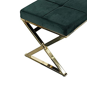 GYZAD Modern Sofa Bench-Turquoise Bench Bench-Dining Room Bench-with Stainless Steel and Velvet Ottaman,Bench Chair,Benches for Bedroom,Livingroom,Metal,Gold Plated Legs,Green