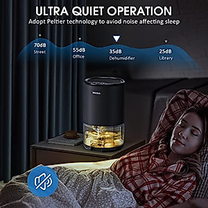 Dehumidifiers for Home, Upgraded 35oz Dehumidifier Up to 285 sq.ft with Auto-off, Sleep Mode, 7 Colorful Night Light, Quiet Portable Small Dehumidifiers for Bathroom, Bedroom, Basement, RV, Closet